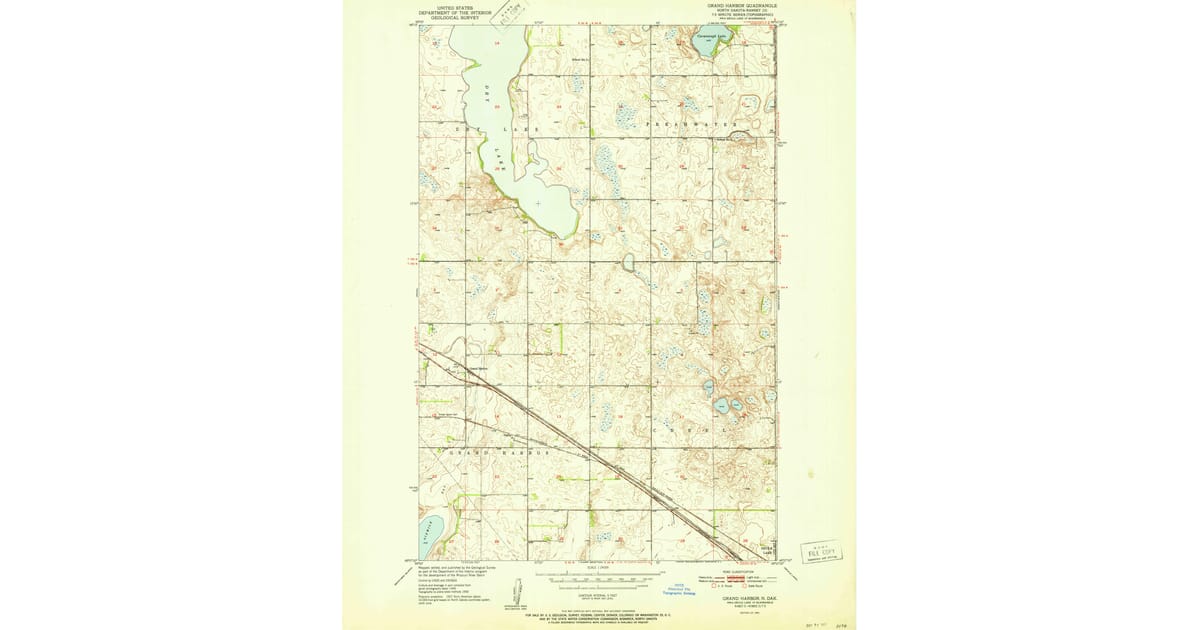 1951 Map of Grand Harbor, Ramsey County, ND — High-Res | Pastmaps