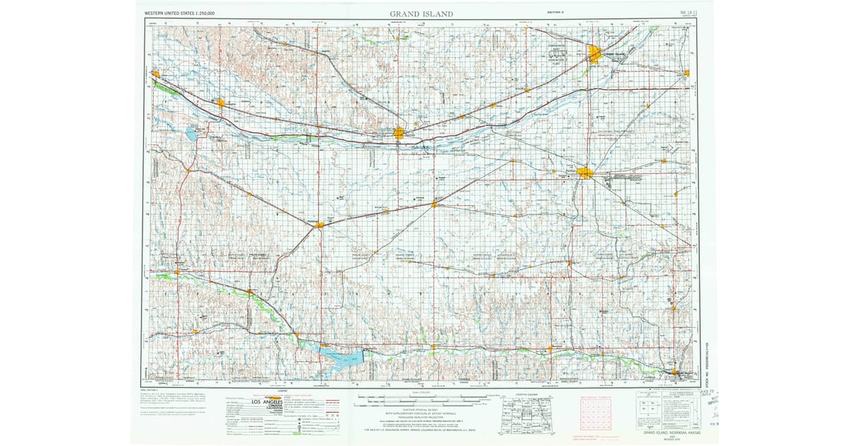 1955 Map of Grand Island, NE — High-Res, 1973 Print | Pastmaps