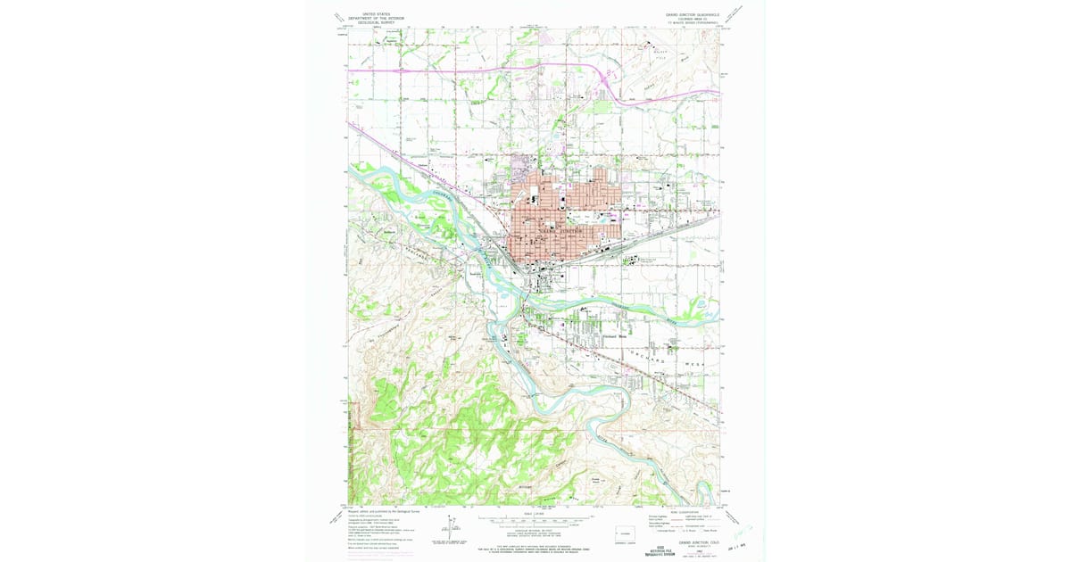1962 Map of Grand Junction, CO — High-Res, 1975 Print #3 | Pastmaps