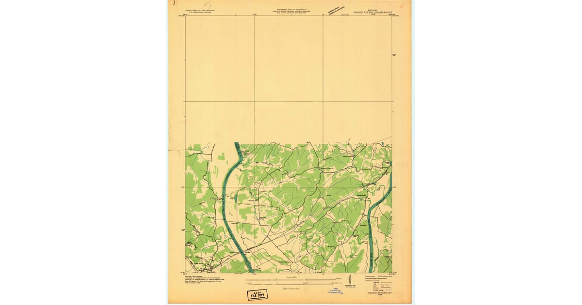 1936 Map of Grand Rivers, KY — High-Res | Pastmaps