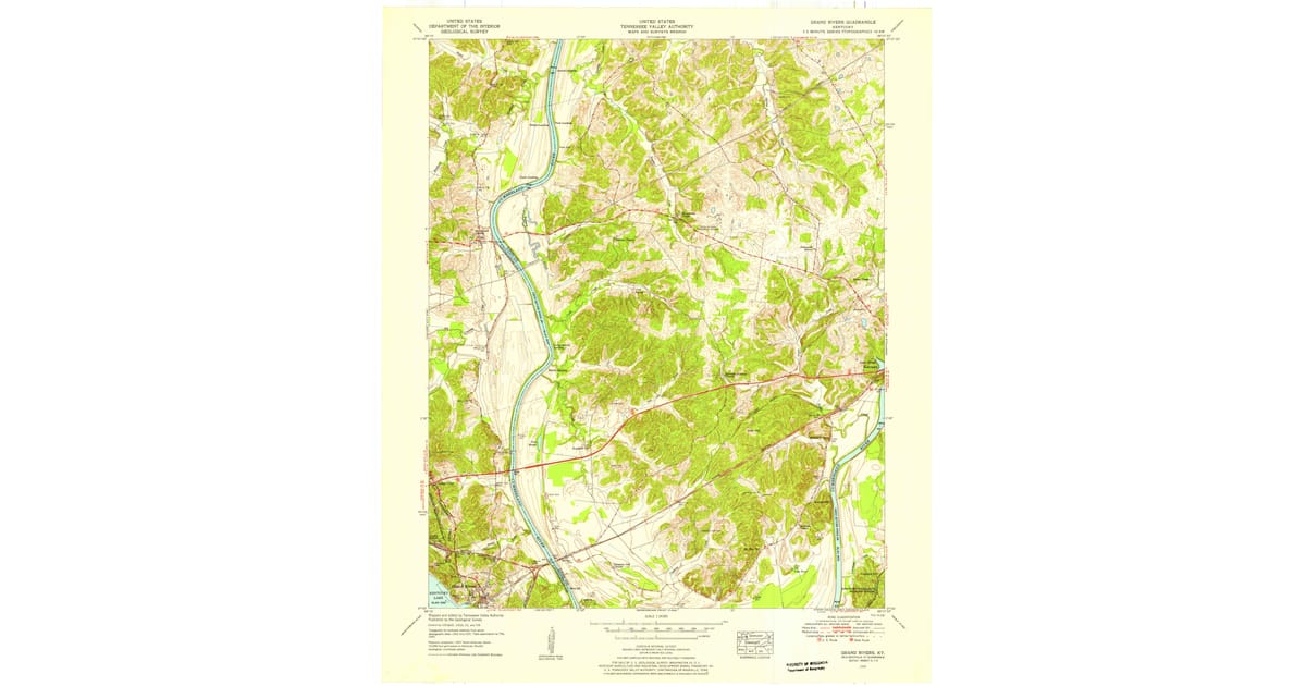 1955 Map of Grand Rivers, KY — High-Res | Pastmaps