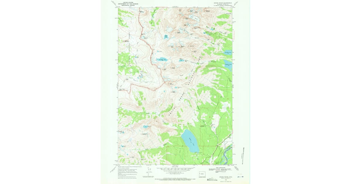 1968 Map of Grand Teton, Teton County, WY — High-Res | Pastmaps
