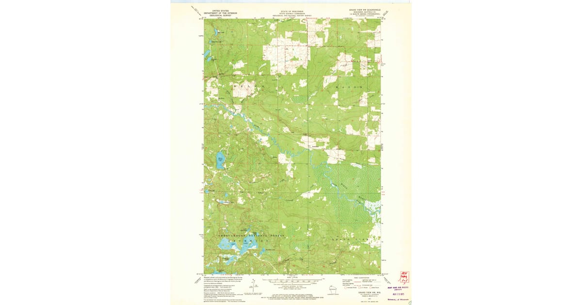 1971 Map of Grand View NW, Bayfield County, WI — High-Res | Pastmaps