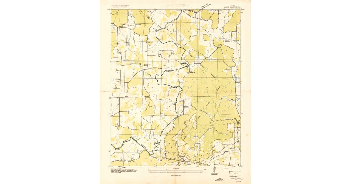 1936 Map of Grant, AL — High-Res | Pastmaps