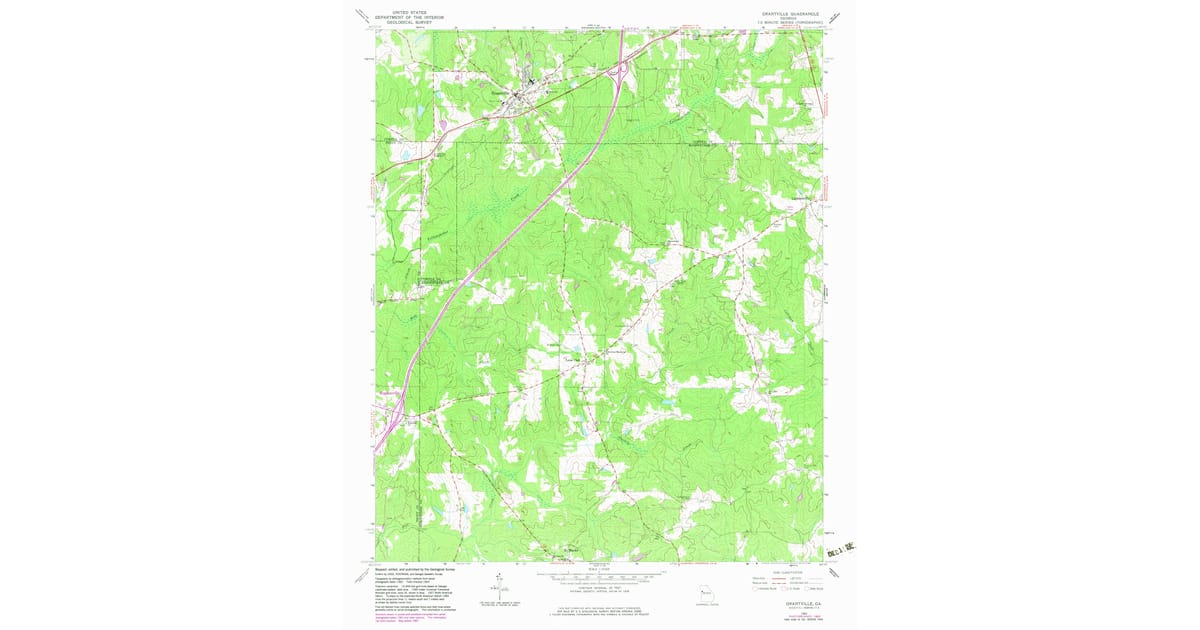 1964 Map of Grantville, GA — High-Res, 1983 Print | Pastmaps