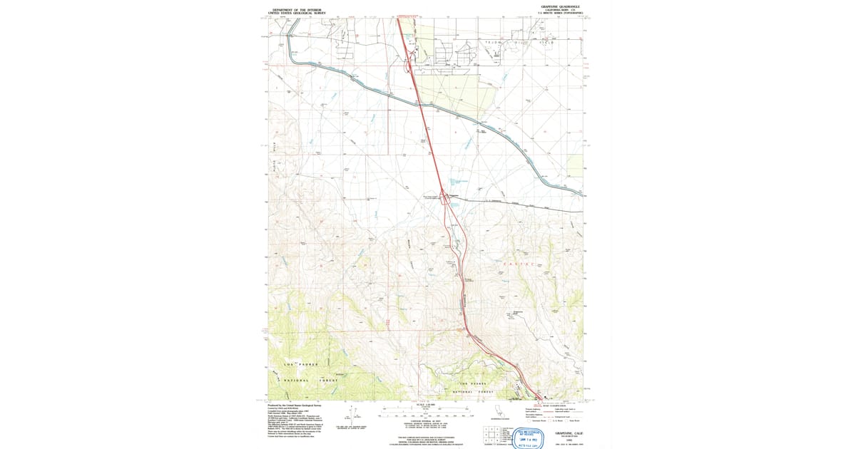 1991 Map of Grapevine, Kern County, CA — High-Res | Pastmaps