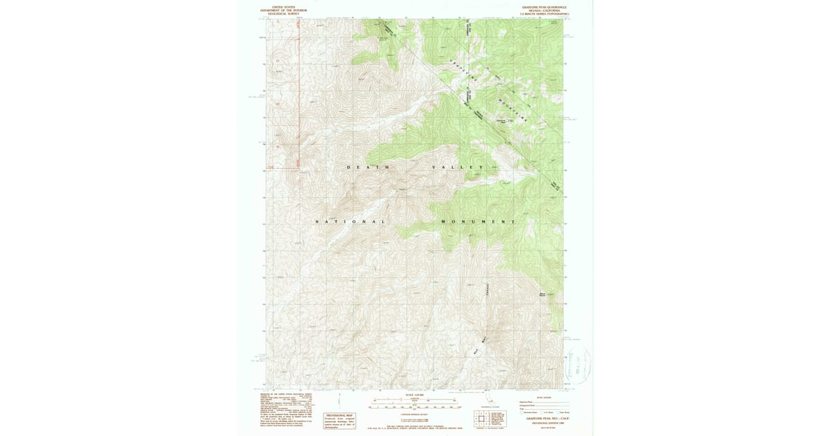 1988 Map of Grapevine Peak, Nye County, NV — High-Res | Pastmaps