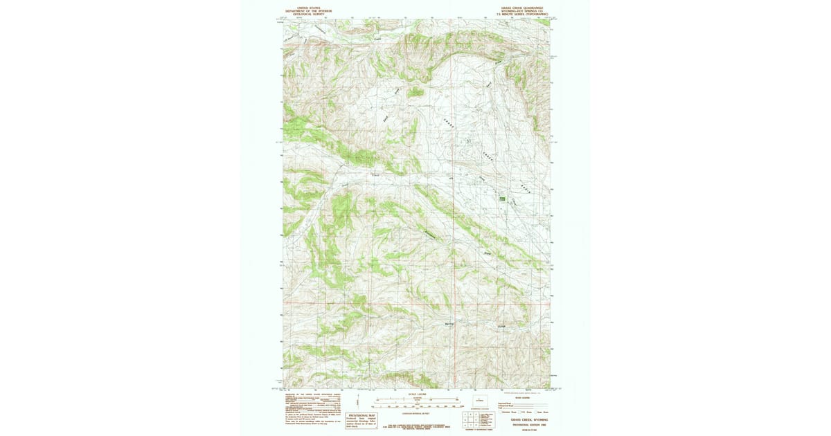 1985 Map of Grass Creek, Hot Springs County, WY — High-Res | Pastmaps