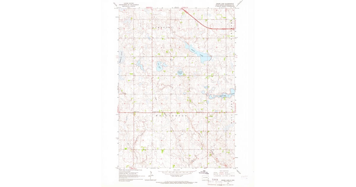 1964 Map of Grass Lake, Minnehaha County, SD — High-Res | Pastmaps