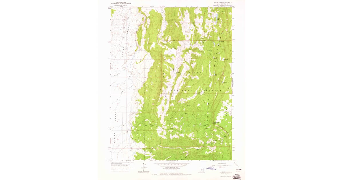 1964 Map of Grass Lakes, Garfield County, UT — High-Res | Pastmaps