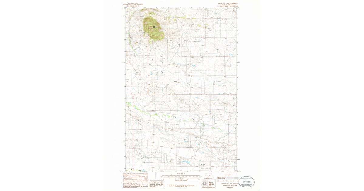 1986 Map of Grass Range NW, Fergus County, MT — High-Res | Pastmaps