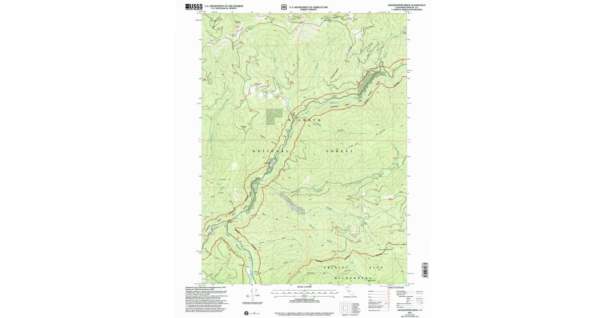 2001 Map of Grasshopper Ridge, Siskiyou County, CA — High-Res | Pastmaps