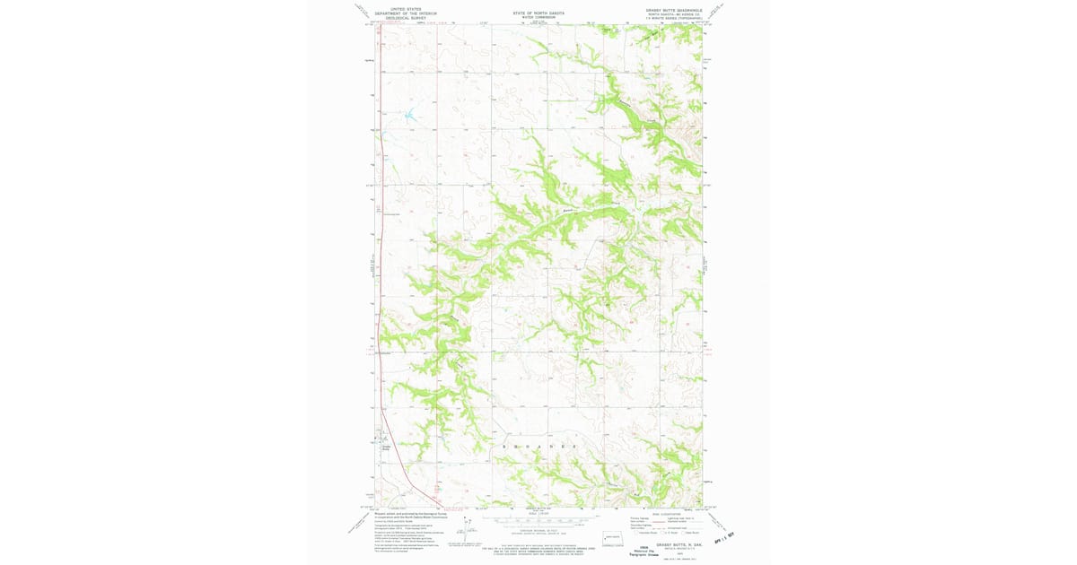 1974 Map of Grassy Butte, McKenzie County, ND — High-Res | Pastmaps