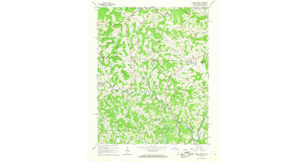1966 Map of Grassy Creek, Ashe County, NC — High-Res | Pastmaps