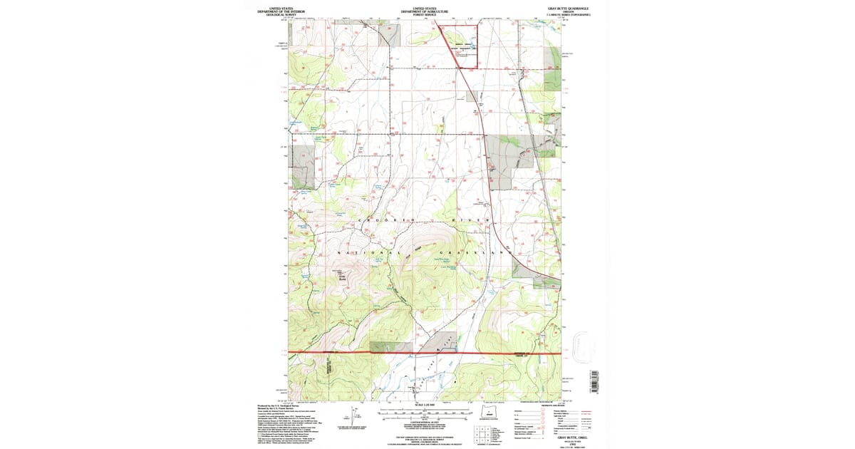 1992 Map of Gray Butte, Jefferson County, OR — High-Res | Pastmaps