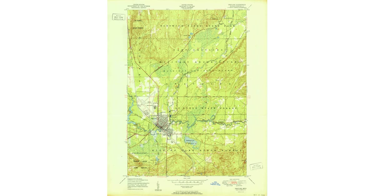 1951 Map of Grayling, MI — High-Res | Pastmaps