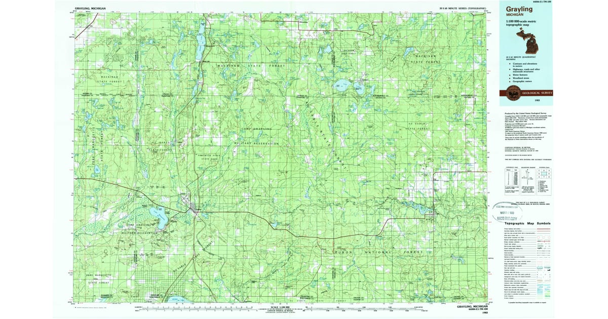 1983 Map of Grayling, MI — High-Res | Pastmaps