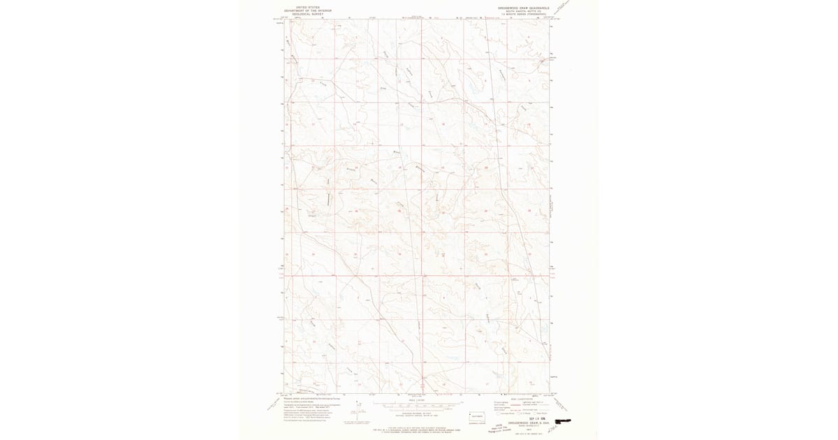1977 Map of Greasewood Draw, Butte County, SD — High-Res | Pastmaps