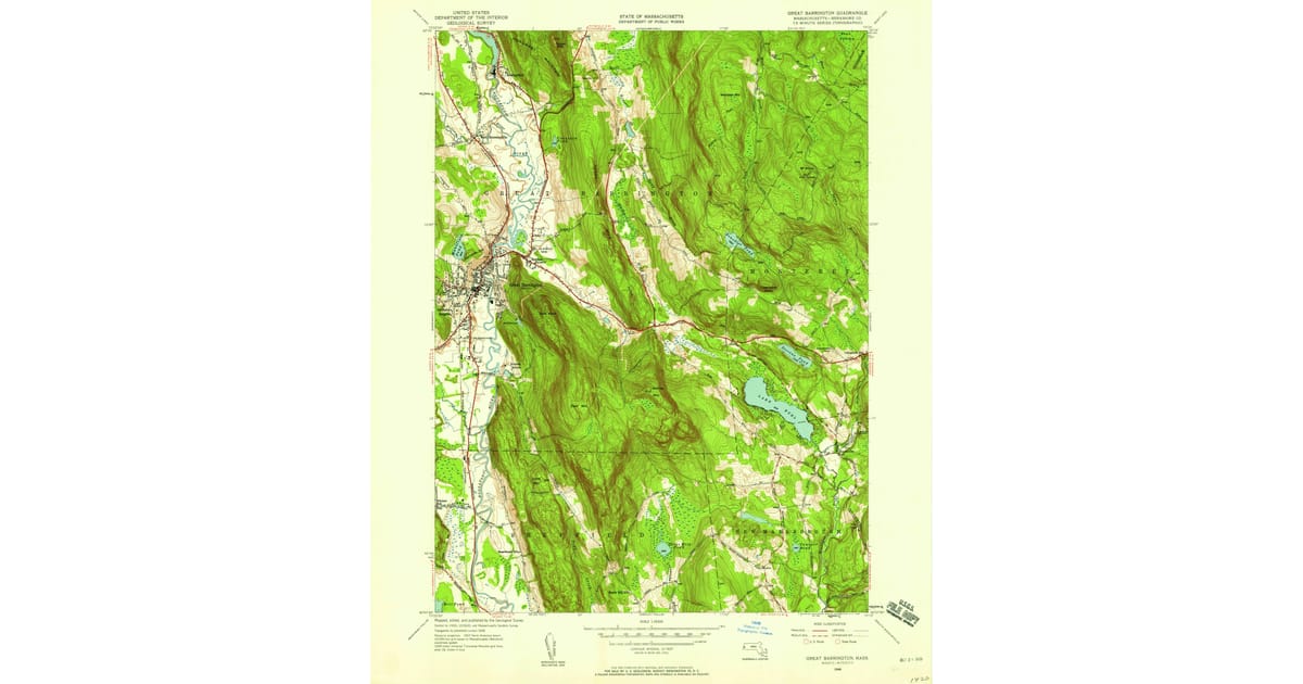 1946 Map of Great Barrington, Berkshire County, MA — High-Res | Pastmaps