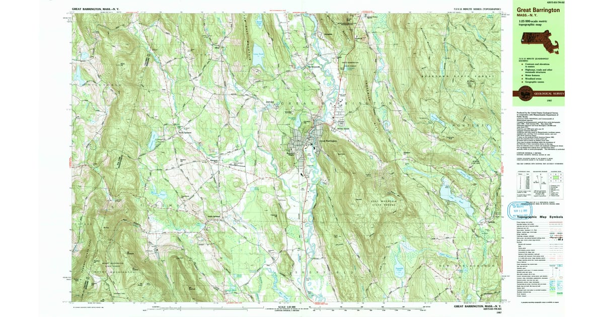 1987 Map of Great Barrington, Berkshire County, MA — High-Res | Pastmaps