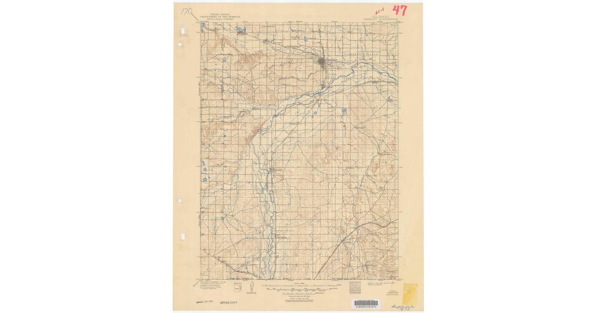1902 Map of Greeley, CO — High-Res, 1949 Print | Pastmaps