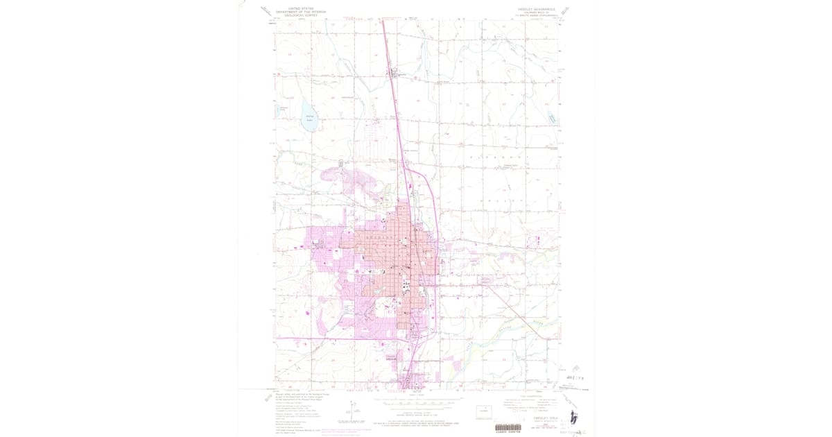 1950 Map of Greeley, CO — High-Res, 1975 Print | Pastmaps