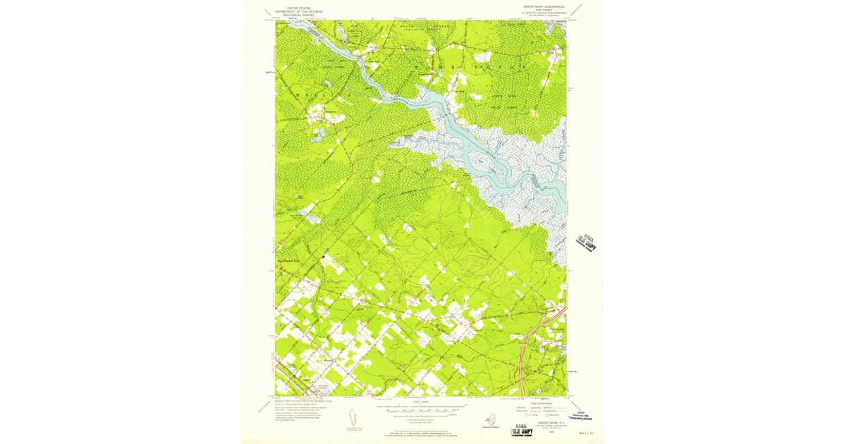 1956 Map of Green Bank, Atlantic County, NJ — High-Res | Pastmaps