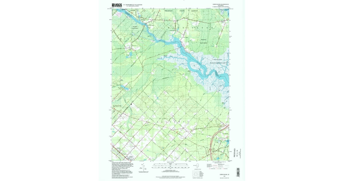 1997 Map of Green Bank, Atlantic County, NJ — High-Res | Pastmaps