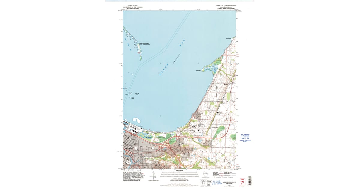 1992 Map of Green Bay East, Brown County, WI — High-Res | Pastmaps
