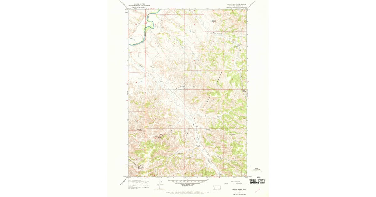 1966 Map of Green Creek, Rosebud County, MT — High-Res | Pastmaps