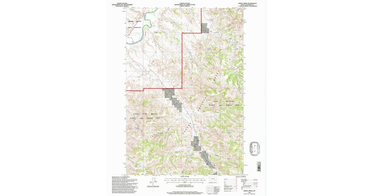1995 Map of Green Creek, Rosebud County, MT — High-Res | Pastmaps