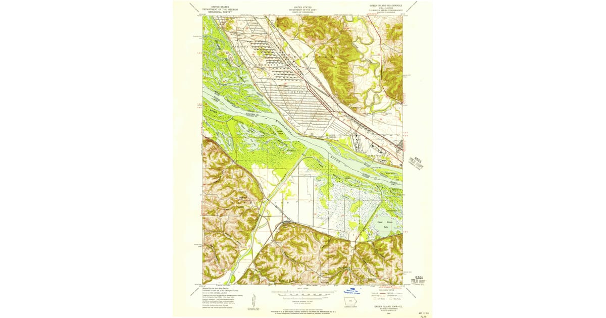 1953 Map of Green Island, Jackson County, IA — High-Res | Pastmaps