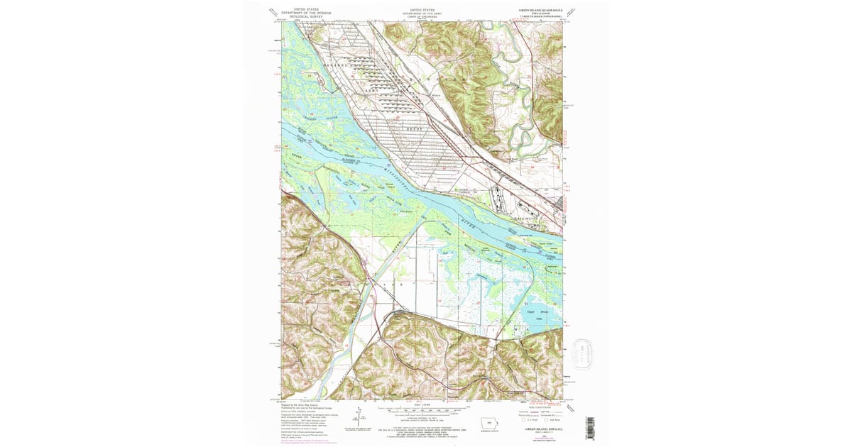 1953 Map of Green Island, Jackson County, IA — High-Res, 1977 Print #2 ...