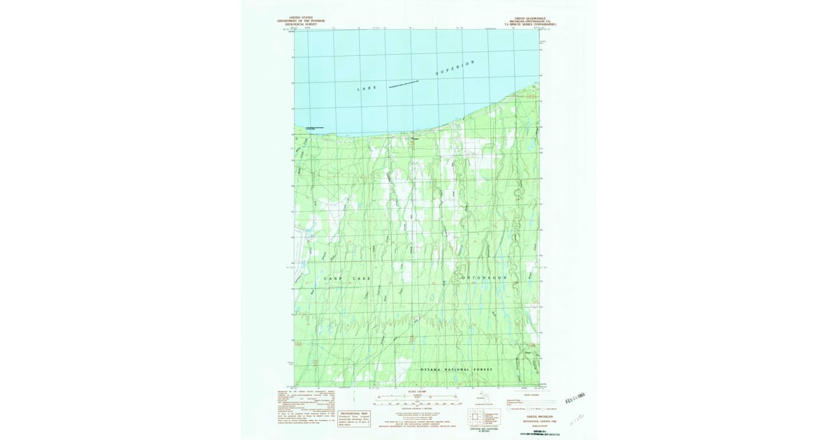 1982 Map of Green, Ontonagon County, MI — High-Res | Pastmaps