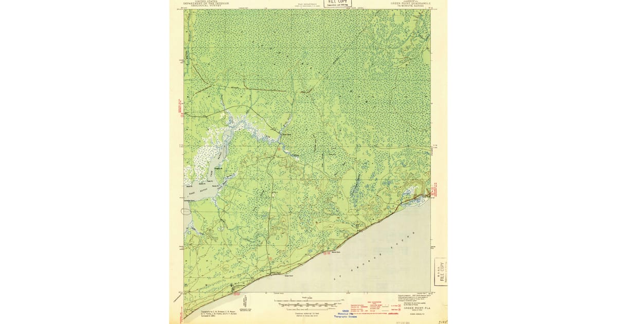 1944 Map of Green Point, Franklin County, FL — High-Res | Pastmaps