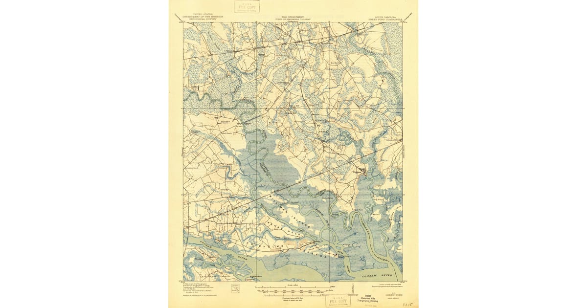 1918 Map of Green Pond, Colleton County, SC — High-Res, 1945 Print ...