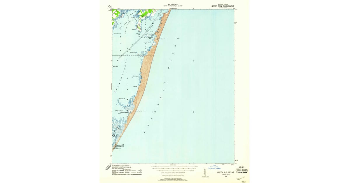 1938 Map of Green Run, Worcester County, MD — High-Res | Pastmaps