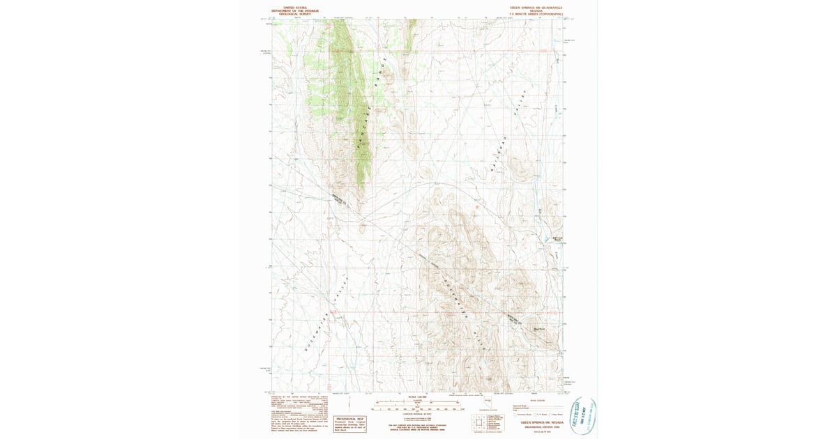 1990 Map of Green Springs SW, White Pine County, NV — High-Res | Pastmaps