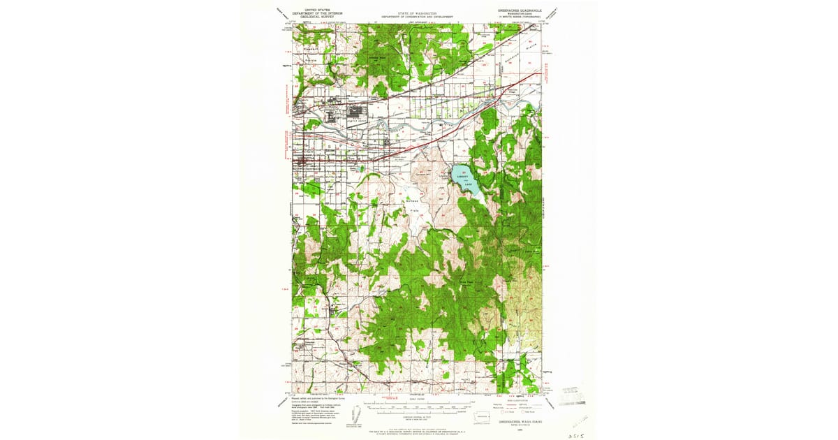 1949 Map of Greenacres, Spokane County, WA — High-Res | Pastmaps
