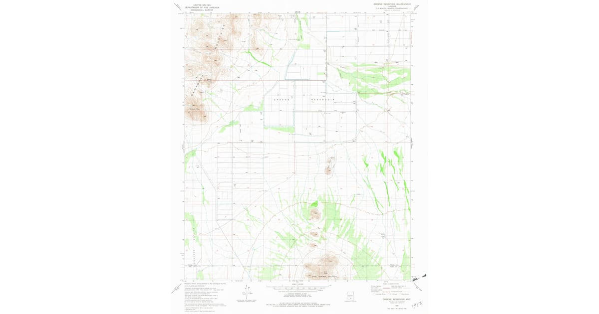 1981 Map of Greene Reservoir, Pinal County, AZ — High-Res | Pastmaps