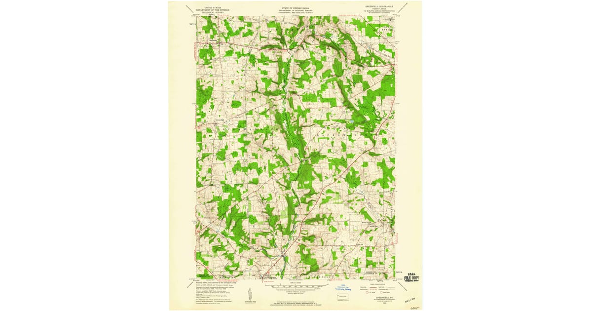 1958 Map of Greenfield, Mercer County, PA — High-Res | Pastmaps