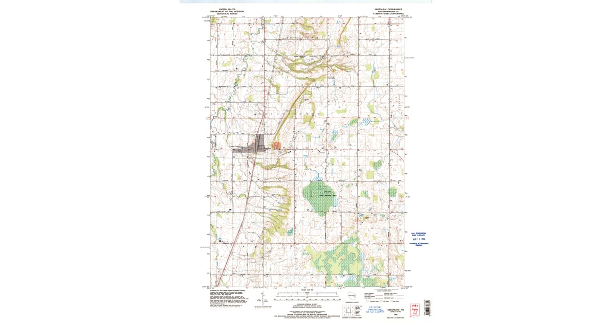 1992 Map of Greenleaf, WI — High-Res | Pastmaps