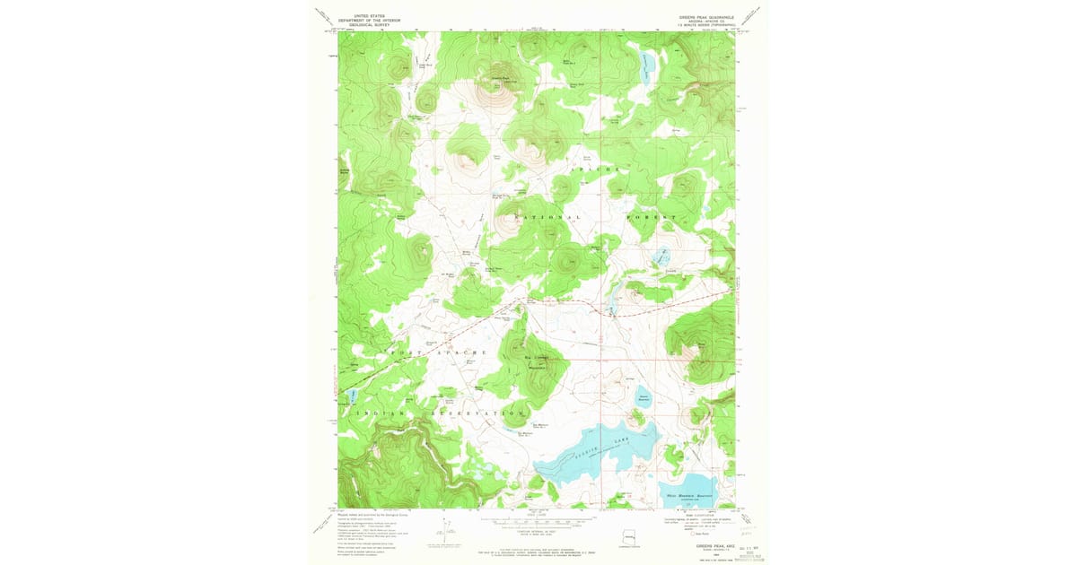 1969 Map of Greens Peak, Apache County, AZ — High-Res | Pastmaps