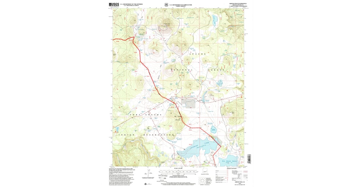 1997 Map of Greens Peak, Apache County, AZ — High-Res | Pastmaps