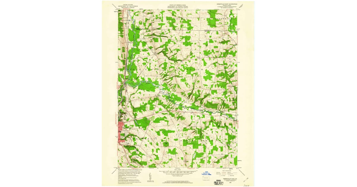 1958 Map of Greensville East, Mercer County, PA — High-Res | Pastmaps