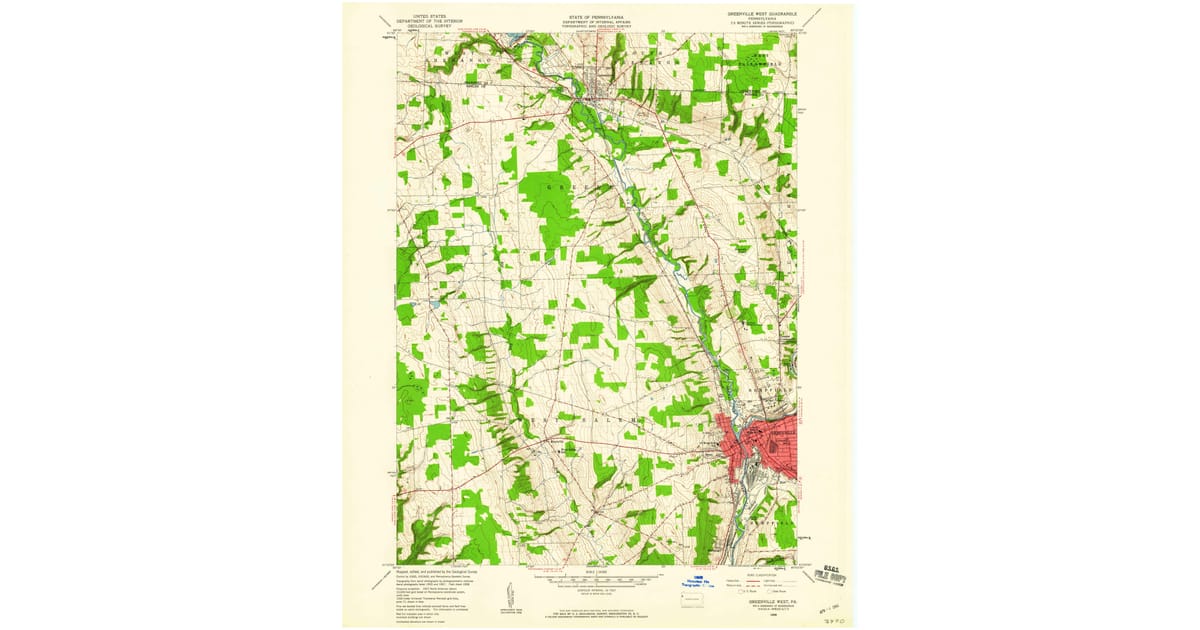1958 Map of Greensville West, Mercer County, PA — High-Res | Pastmaps
