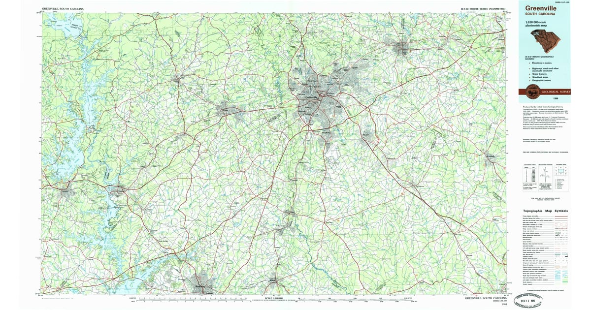 1984 Map of Greenville, SC — High-Res | Pastmaps