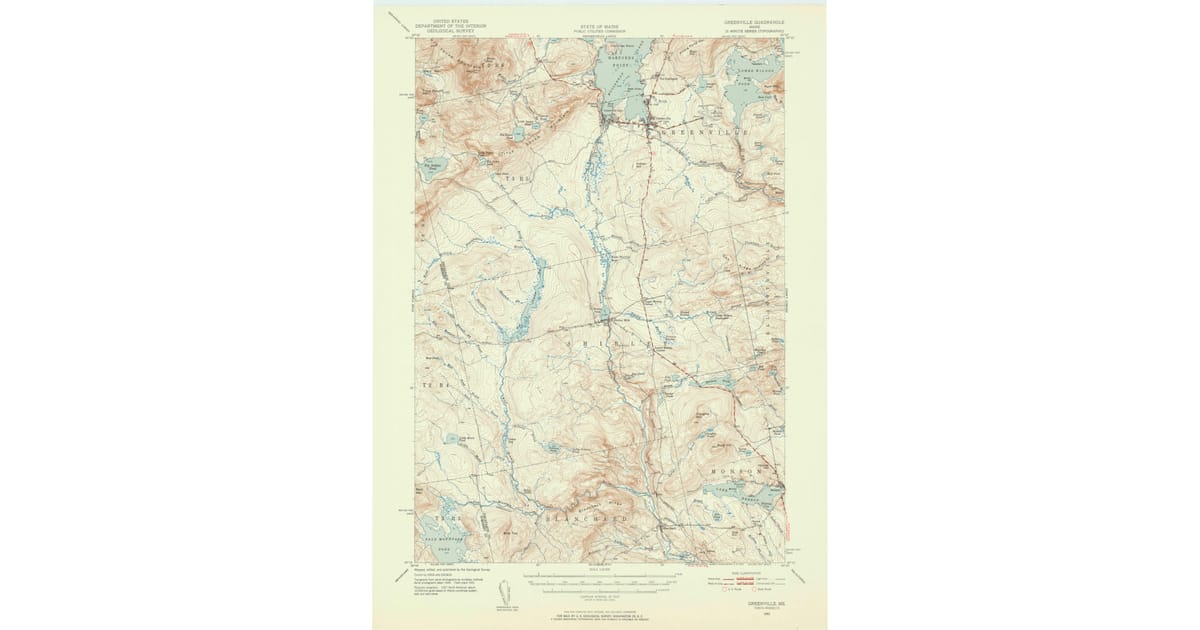 1951 Map of Greenville, Piscataquis County, ME — High-Res, 1952 Print ...