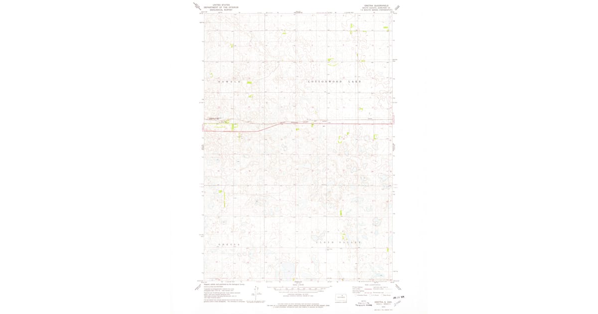 1974 Map of Gretna, Edmunds County, SD — High-Res | Pastmaps