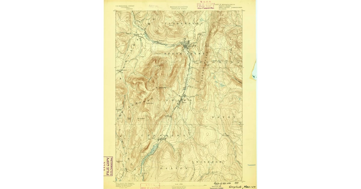 Old Maps of Adams, MA for Hiking & Exploration | Pastmaps